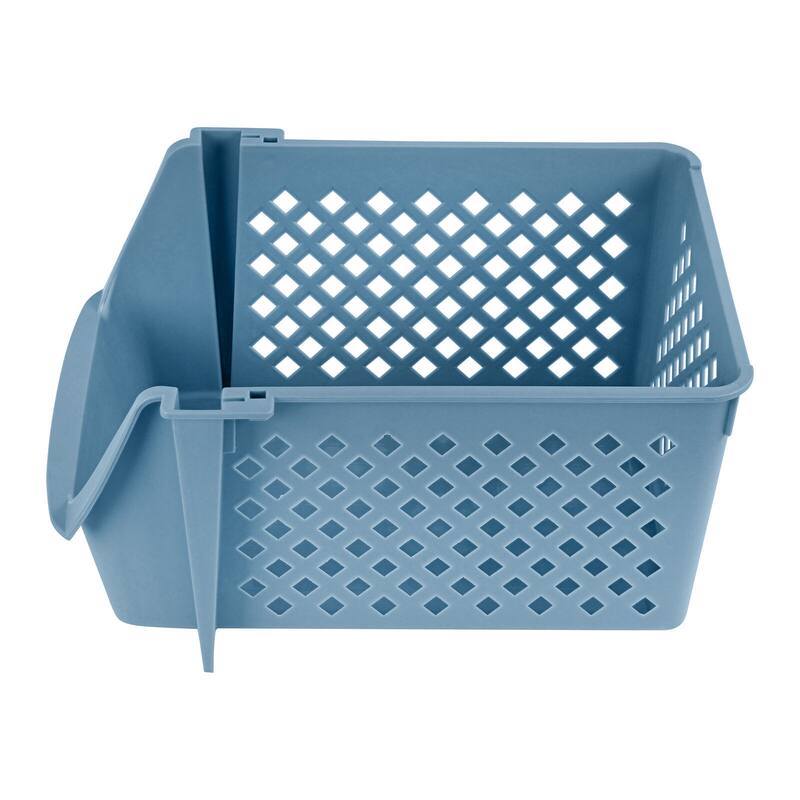 4 Stackable Blue Plastic Storage Bins - Bed Bath & Beyond - 40355418