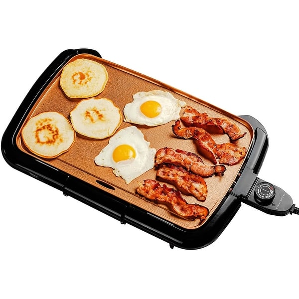 Ovente Electric Indoor Kitchen Griddle 16 x 10 Inch Nonstick Flat Cast ...