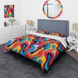 Designart "Multicolor Swirling Harmony Waves" Modern Bedding Cover Set ...