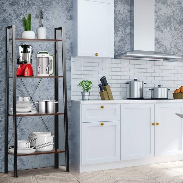 Industrial Trapezoidal Shelves 4 Tiers Freestanding Storage Bookshelf ...