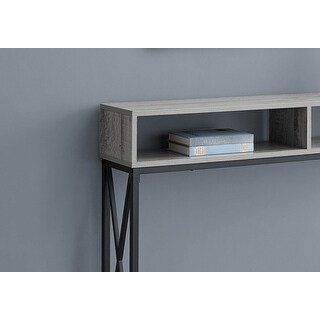 48" Rectangular GreywithBlack Metal Hall Console with 2 Shelves Accent ...