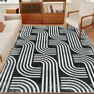 Modern Geometric Arch Area Rugs, Washable Rugs for Living Room Non Slip ...