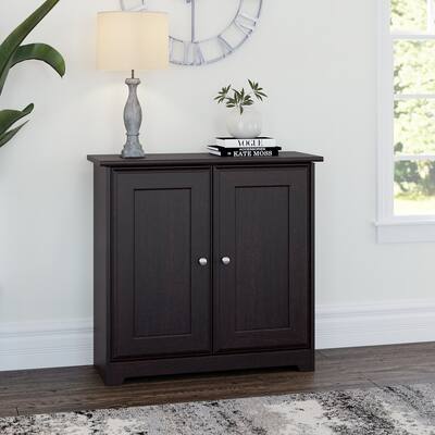 Cabot Espresso Oak Low Storage Cabinet with Doors - 31.38"L x 12.40"W x ...