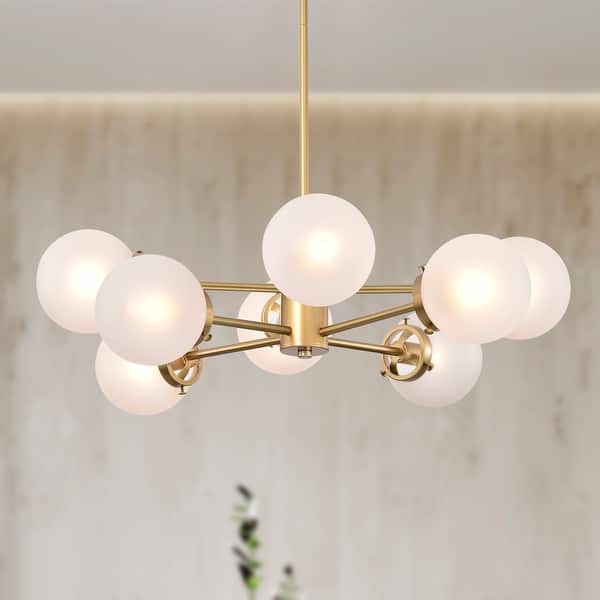 Rion 27 Inch Opague Orb Glass Chandelier 8 Light - Bed Bath & Beyond ...