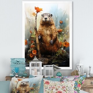 Designart "Surreal Beaver Dreams I" Animals Beaver Framed Wall Decor ...