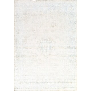 Distressed Kerman Persian Muted Area Rug Hand-knotted Wool Carpet - 7'6 ...