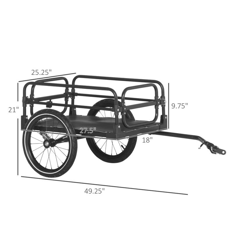 Aosom Bike Cargo Trailer Bike Wagon Bicycle Trailer with Suspension ...