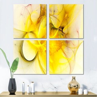 Designart "Light Yellow Nebula Star" Abstract Canvas Wall Art Print ...
