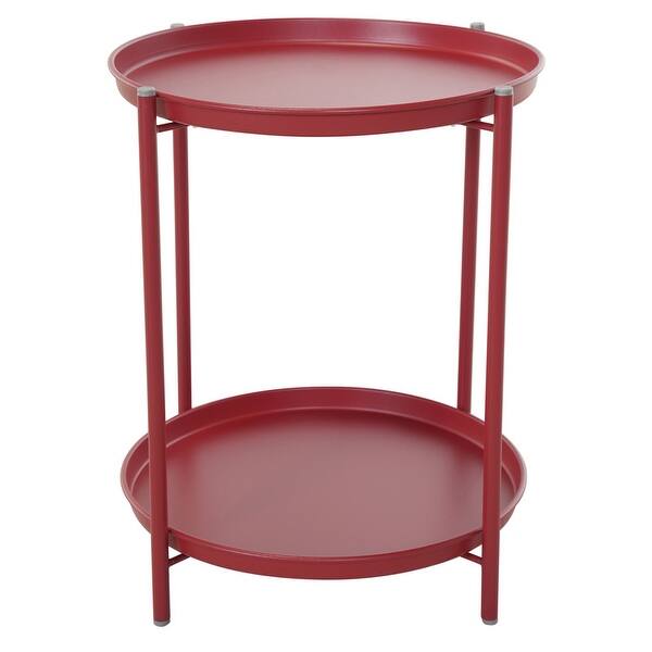 2-Tier Metal Round Side Table for Outdoor and Indoor Use - Bed Bath ...