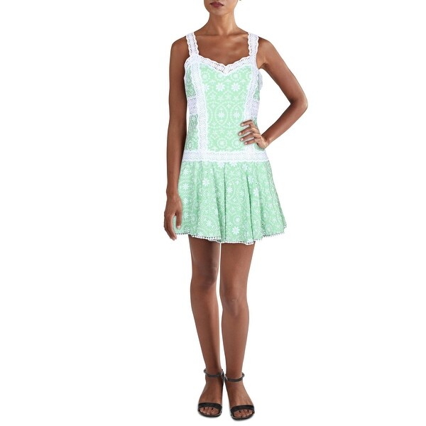 Charo Ruiz Ibiza Womens Mini Dress Eyelet Embroidered - Mint Green ...