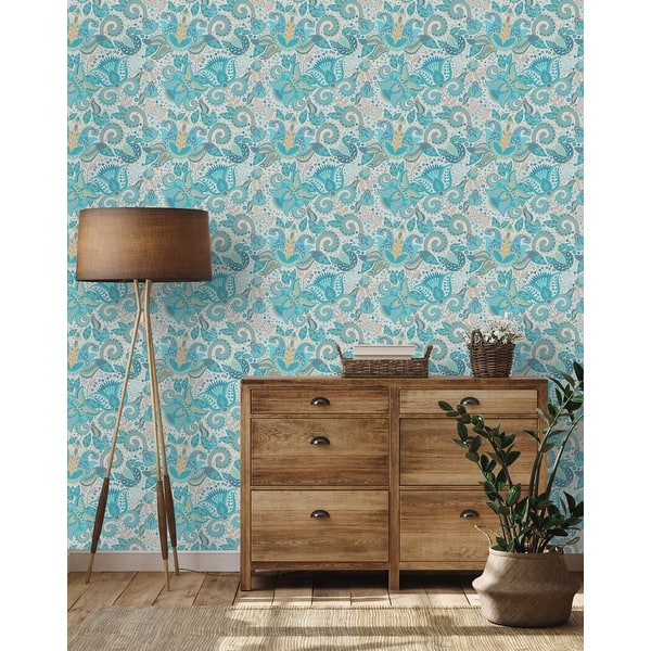 Light Blue Boho Style Wallpaper - Bed Bath & Beyond - 34986909