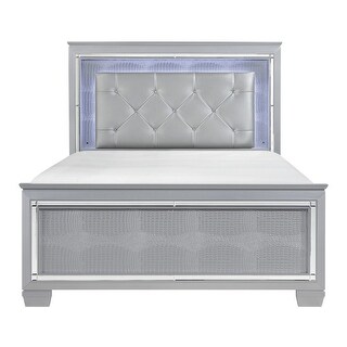 Audi Silver LED Faux Leather Upholstered Tufted Bed - Bed Bath & Beyond ...
