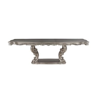 Wooden Dining Table with 1 Extension Leaf in Antique Platinum - Antique ...