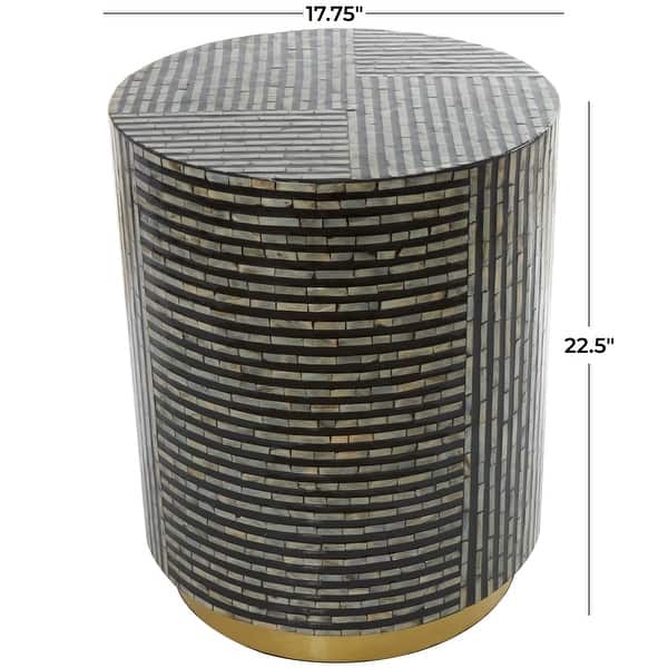 Elegant Mother of Pearl Shell Accent Table with Gold Base - Gray, White ...