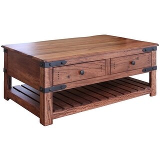 4 Drawer Coffee Table with Slatted Bottom Shelf,Wooden Storage Table ...