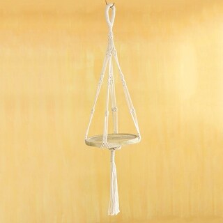 Novica Handmade Bohemian Like You Macrame Cotton And Mango Wood Hanging ...