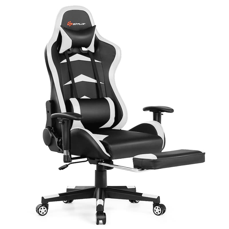Goplus Massage Gaming Chair Reclining Swivel Racing Office Chair with ...
