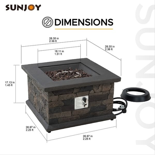Sunjoy Smokeless Fireplace Outdoor Propane Gas Slate Square LP ...