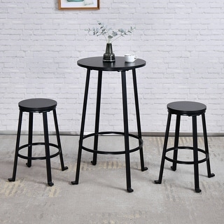Modern Industrial 3-Piece Bistro Pub Metal Bar Table Set - Bed Bath ...