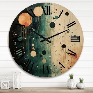 Designart "Teal Orange Mid Century Minimalist Oasis I" Abstract ...