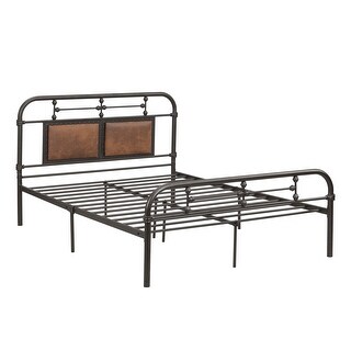 Metal Bed Frame with Headboard Soft Padding Full Size - Bed Bath ...