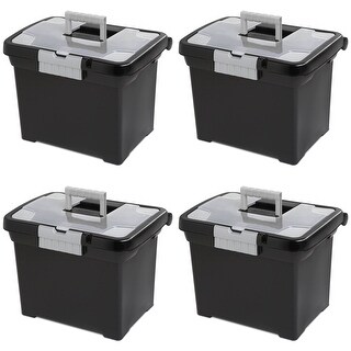 Sterilite Portable Lockable File Box w/ Extra Compartment & Handle (4 ...