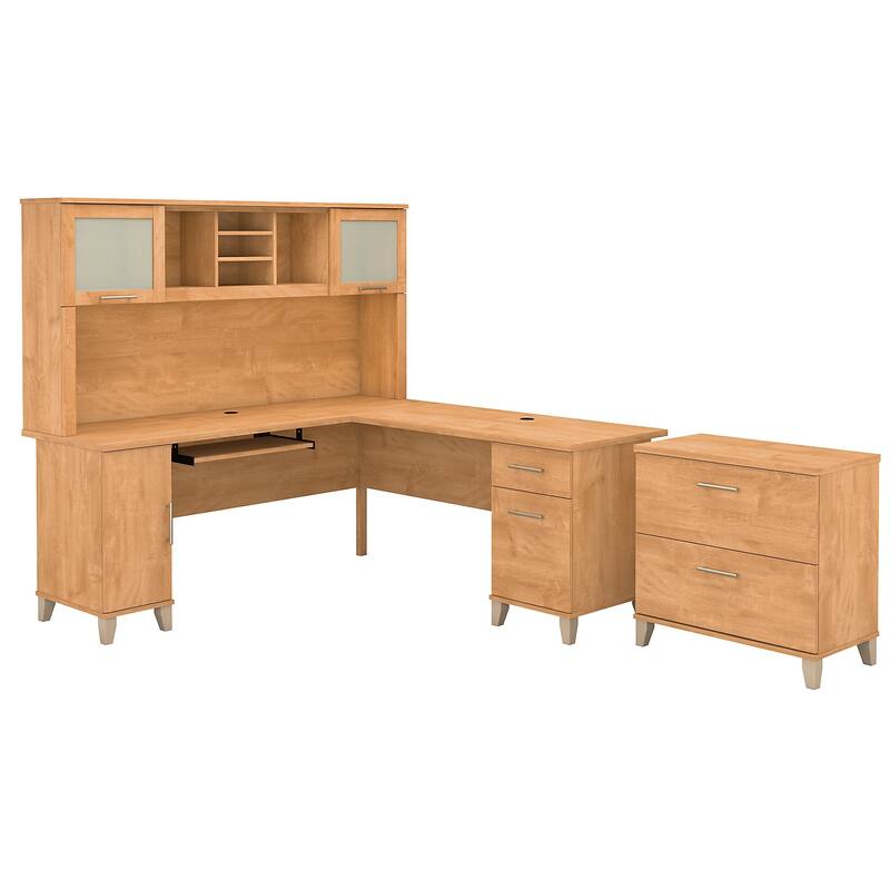 Somerset 72W L Shaped Desk with Hutch and Lateral File Cabinet ...
