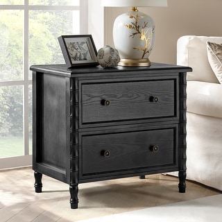 HULALA HOME Carol Transitional Curved 26"Tall 2-Drawer End Table - Bed ...