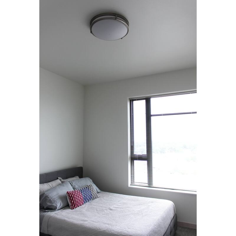 Ripon Satin Nickel Dimmable Integrated LED Ceiling Light - Satin Nickel ...