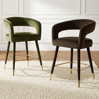 Velvet Counter Height Bar Stools with Gold Footrest (Set of 1/2/4 ...