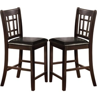Espresso Counter Height Dining Stools with Black Upholstered Seats (Set ...