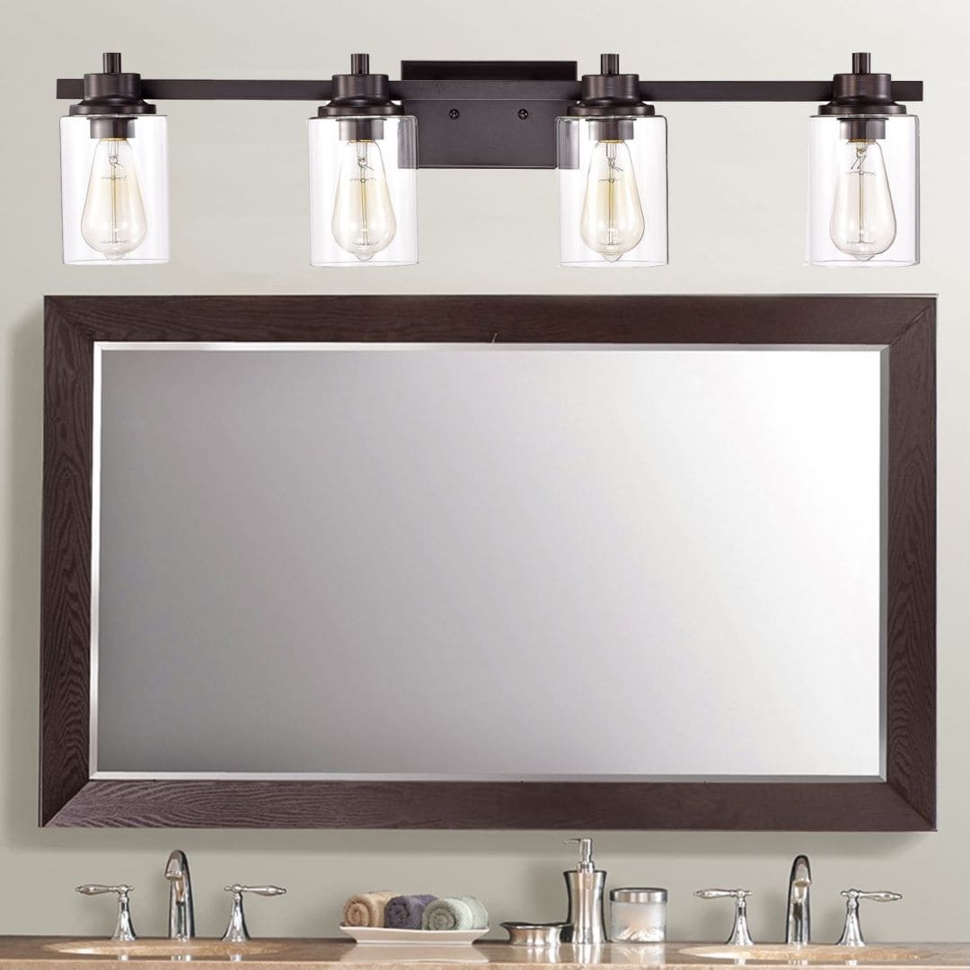 Avalon 4 Light Contemporary Vanity Bath Light with Clear Glass - Chrome ...