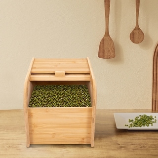 Bamboo Rice Storage Container Rice Container Box with Lid - Bed Bath ...