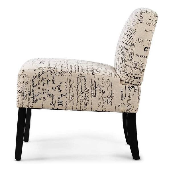 Daily Boutik Modern Accent Chair Off-White French Cursive Pattern ...