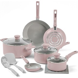 Ceramic Nonstick Cookware Set 12 Piece, Kitchen Cooking Set,Rose - Bed ...