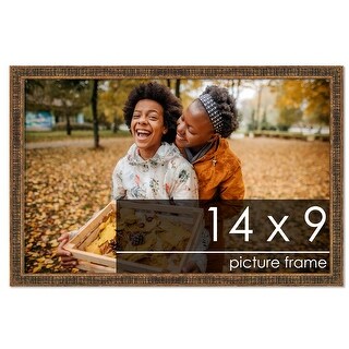 14x9 Distressed/Aged Black Complete Wood Picture Frame with UV Acrylic ...