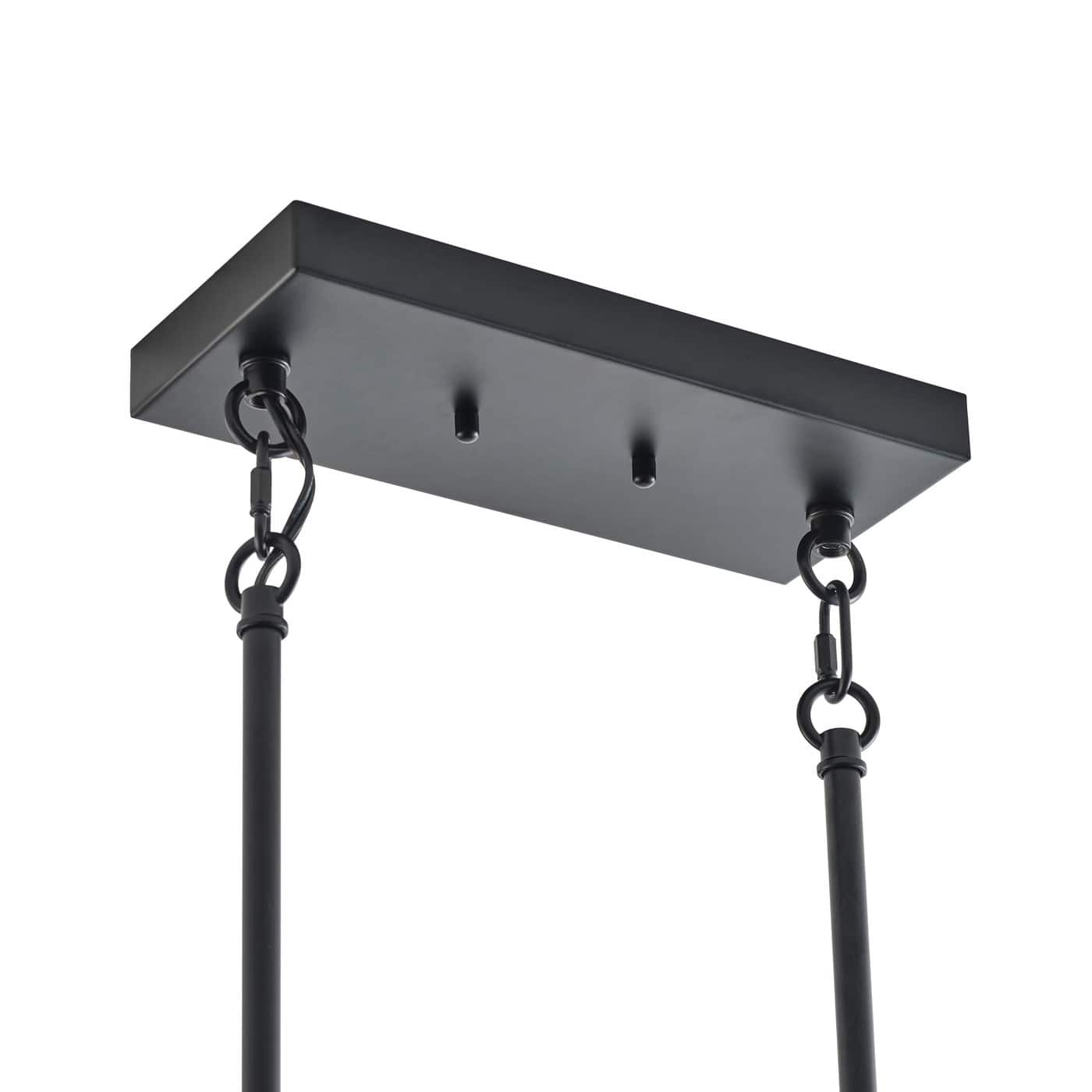 Industrial 4-Light Black Metal Frame Linear Rectangle Chandelier with ...