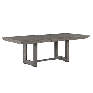 Modern Grey Finish Dining Table with Separate Extension Leaf - Bed Bath ...