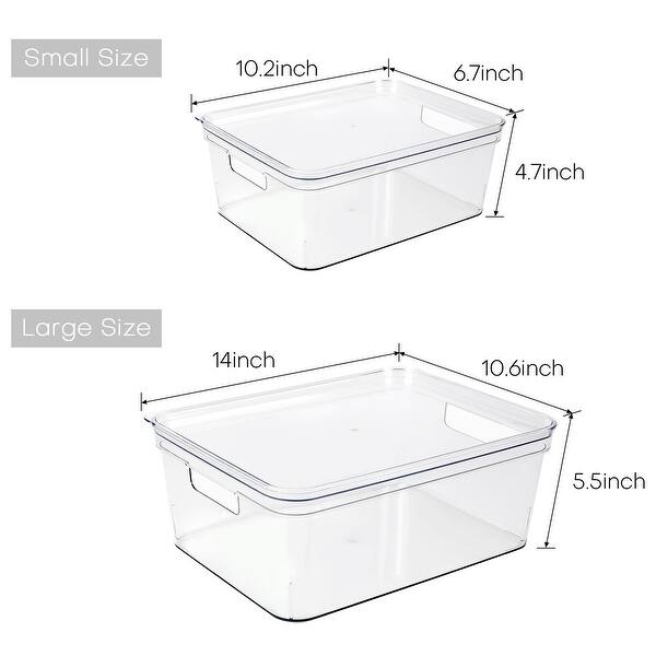 5Pcs Clear Plastic Storage Container Bin Box with Handle Lid Stackable ...