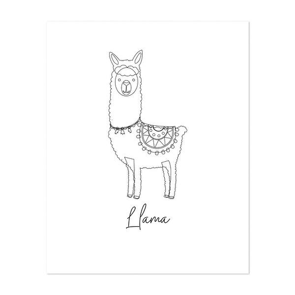 Nursery Llama Line Art Line Drawings Animals Minimal Art Print/Poster ...