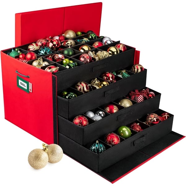 Christmas Ornament Storage Container Box with Dividers - Stores up to ...