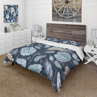 Designart 'Navy Blue Botanical Pattern' Traditional Duvet Cover ...