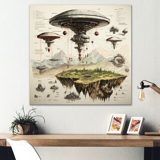 Designart "Diagrammatic Drawing Ufos 904B8D6D" Ufos Wall Art - Bed Bath ...