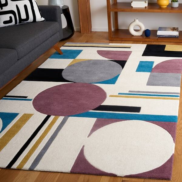 SAFAVIEH Hand-Tufted Rodeo Drive Leylashka Mid-Century Modern Wool Rug ...