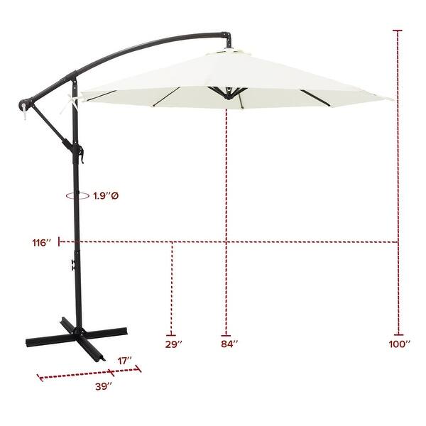 10 ft Cantilever Offset Outdoor Patio Umbrella with Cross Base Stand ...