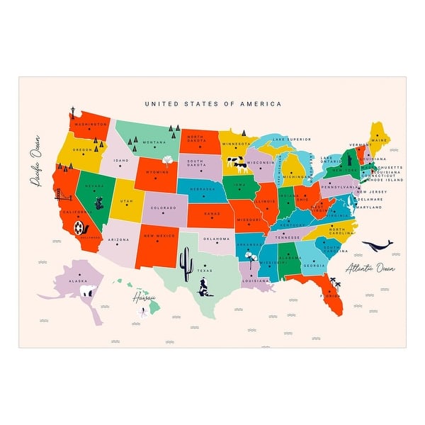 Peel & Stick Map Wall Mural - US Map With State Names - Removable ...