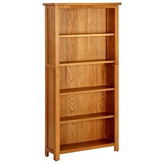 5-Tier Bookcase Solid Oak Wood, 5 Shelves Wooden Bookshelf cabinets Display Shelves Organizer ...