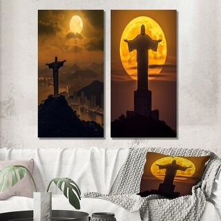 Designart "Supermoon Over Christ the Redeemer In Rio V" Christianism ...