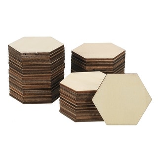 50mm Wood Pieces, 150 Pack Unfinished Hexagonal Wood Shapes Blank ...
