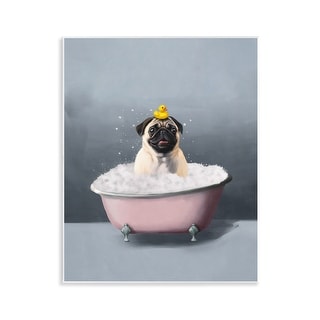 Stupell Bathing Pug with Rubber Duck Wall Plaque Art Design By Svetlana ...